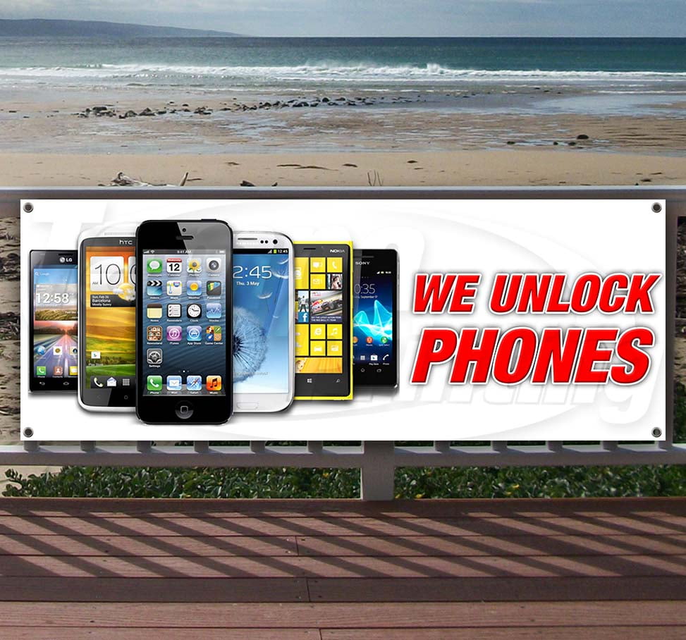 We Unlock Phones 13 oz Vinyl Banner With Metal Grommets - Walmart.com ...