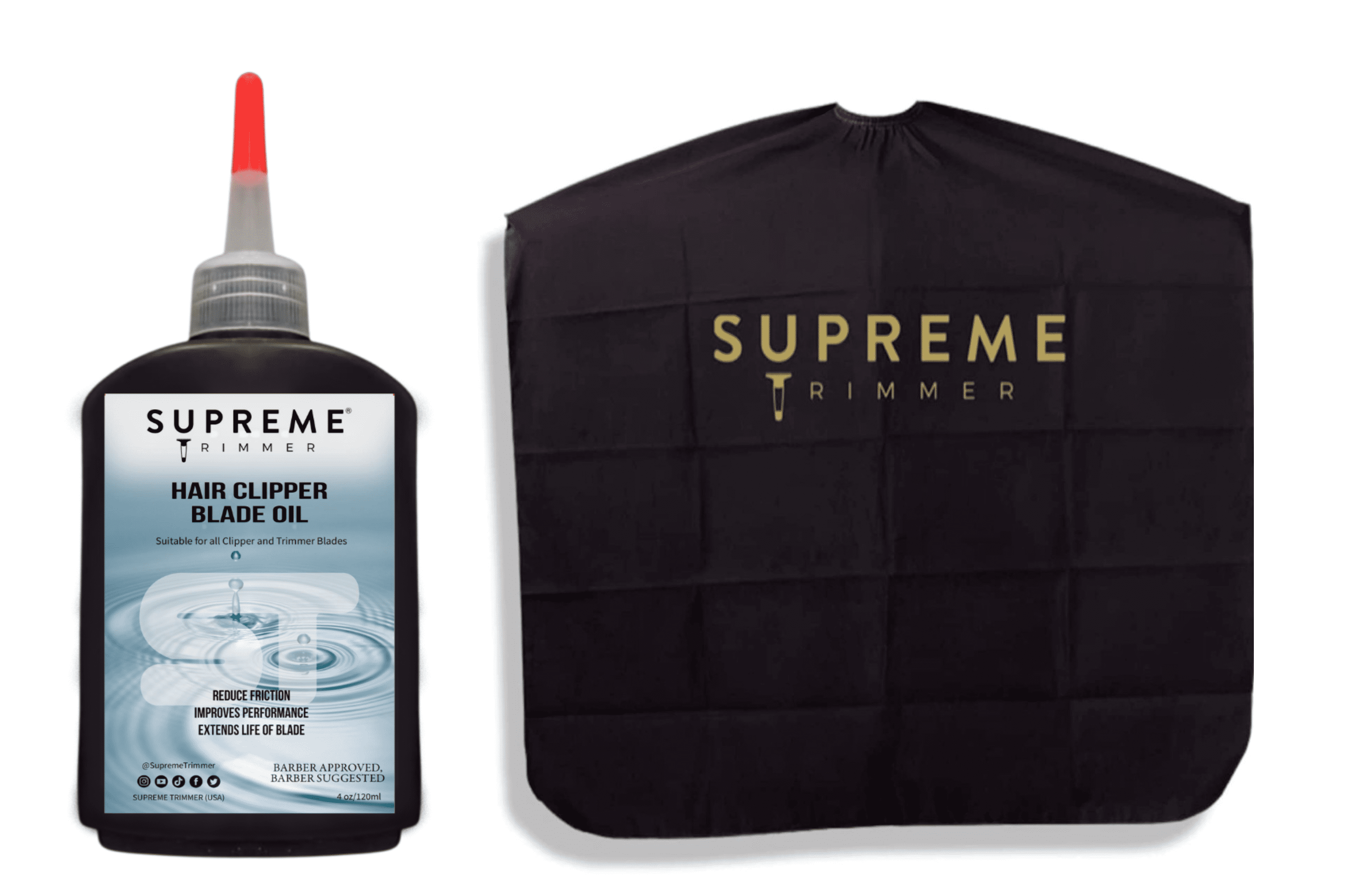 Gold Logo Barber Cape & Clipper Blade Oil by Supreme Trimmer - Haircut ...