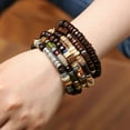 HZMAN Wrap Bracelets Men Women, Hemp Cords Wood Beads Ethnic Tribal ...