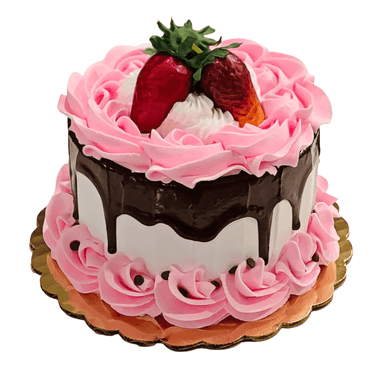 DEZICAKES Large Pink Rosette Fake Cake Display 9" Faux Cake- Decoration ...