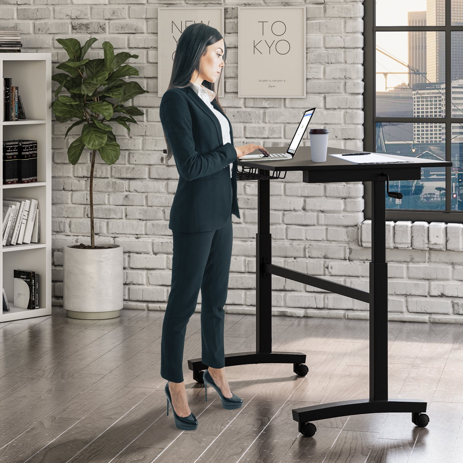 Atlantic 28-41" Height Adjustable Desk - Sit or Stand, with Rolling ...