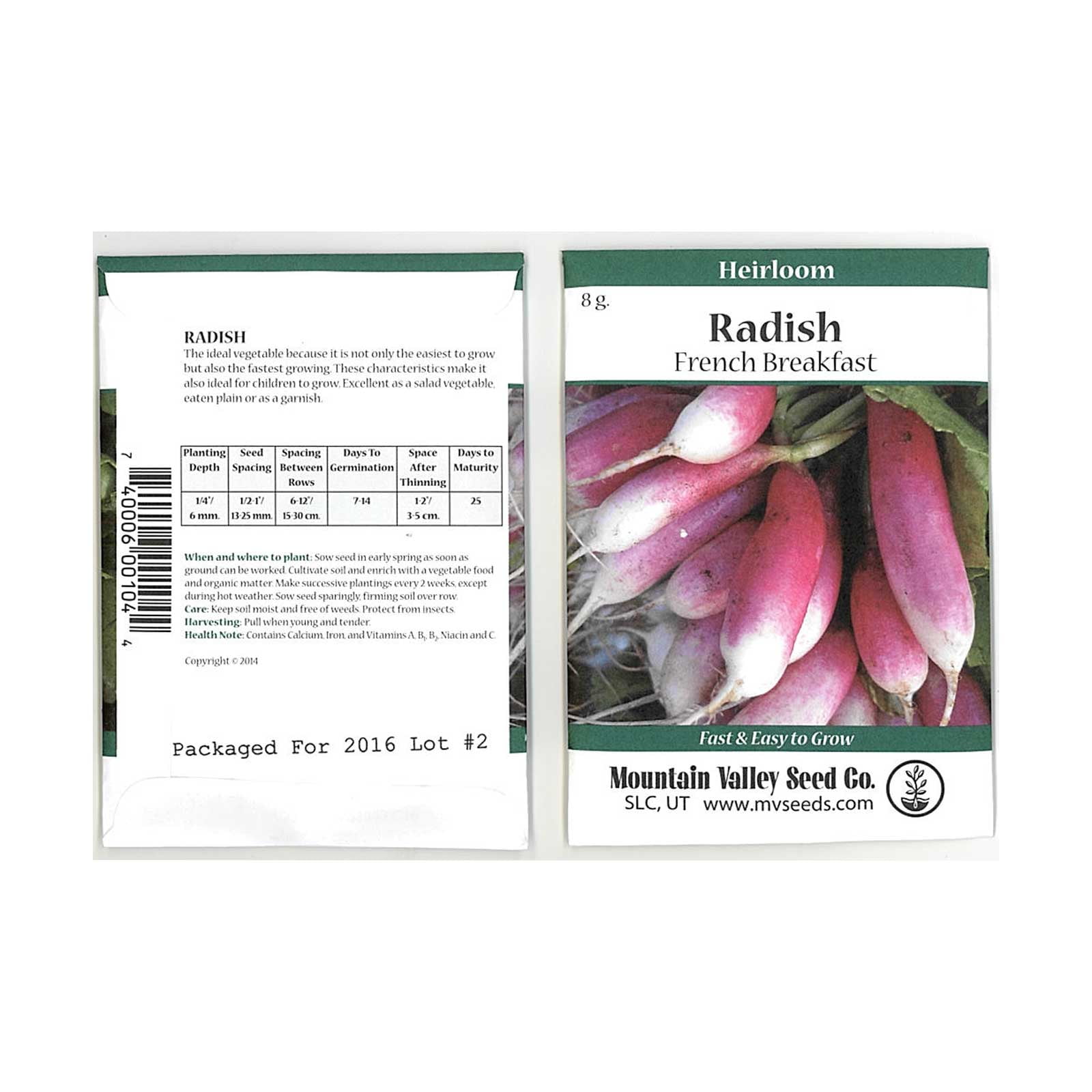 French Breakfast Radish Seeds - 8 Gram Seed Packet - Heirloom Garden Seeds, Non-GMO - Vegetable ...