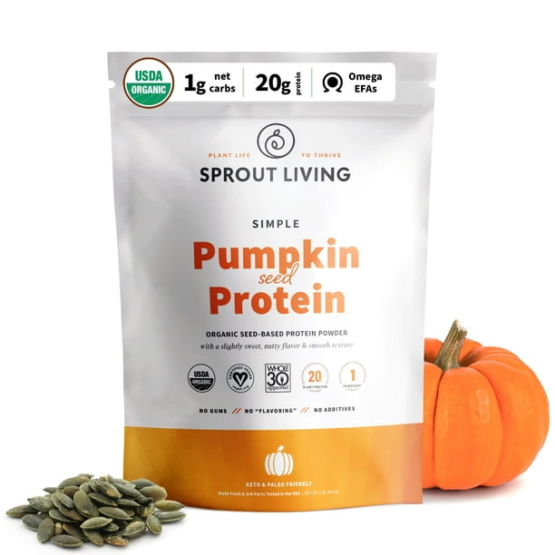 Sprout Living Simple Pumpkin Seed Protein Powder, 20 Grams Organic ...