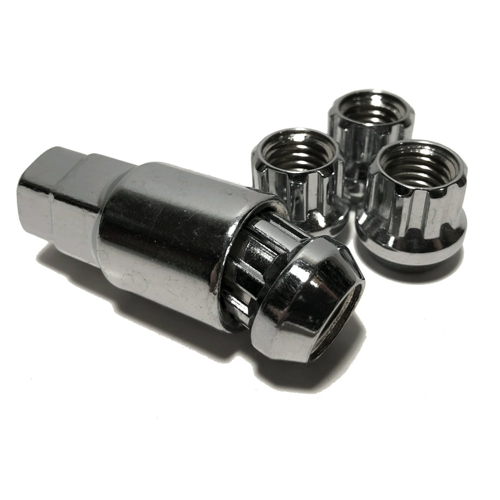 4 Open End Chrome Plated 14x2.0 Wheel Locks With matching Key 14x2 ...