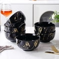 6- Black and Marble Ceramic Bowls Set, 20 oz Style Porcelain Soup ...