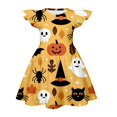 Abcomgle Flutter Sleeve Dress Girls 7-8 Ghost Pumpkin Black Cat Graphic ...