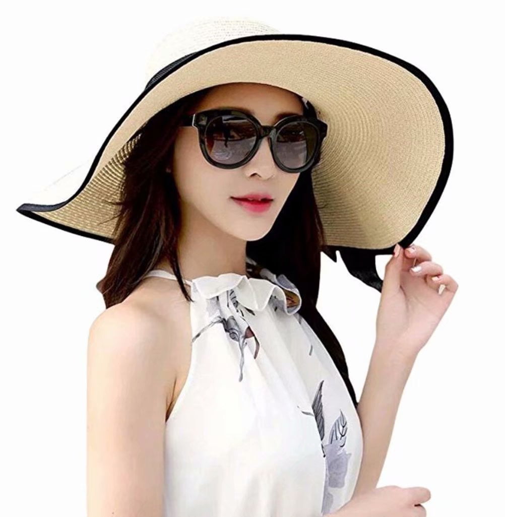 Home Cal Women Big Brim Sun Hat Beach seaside sun protection Ladies ...