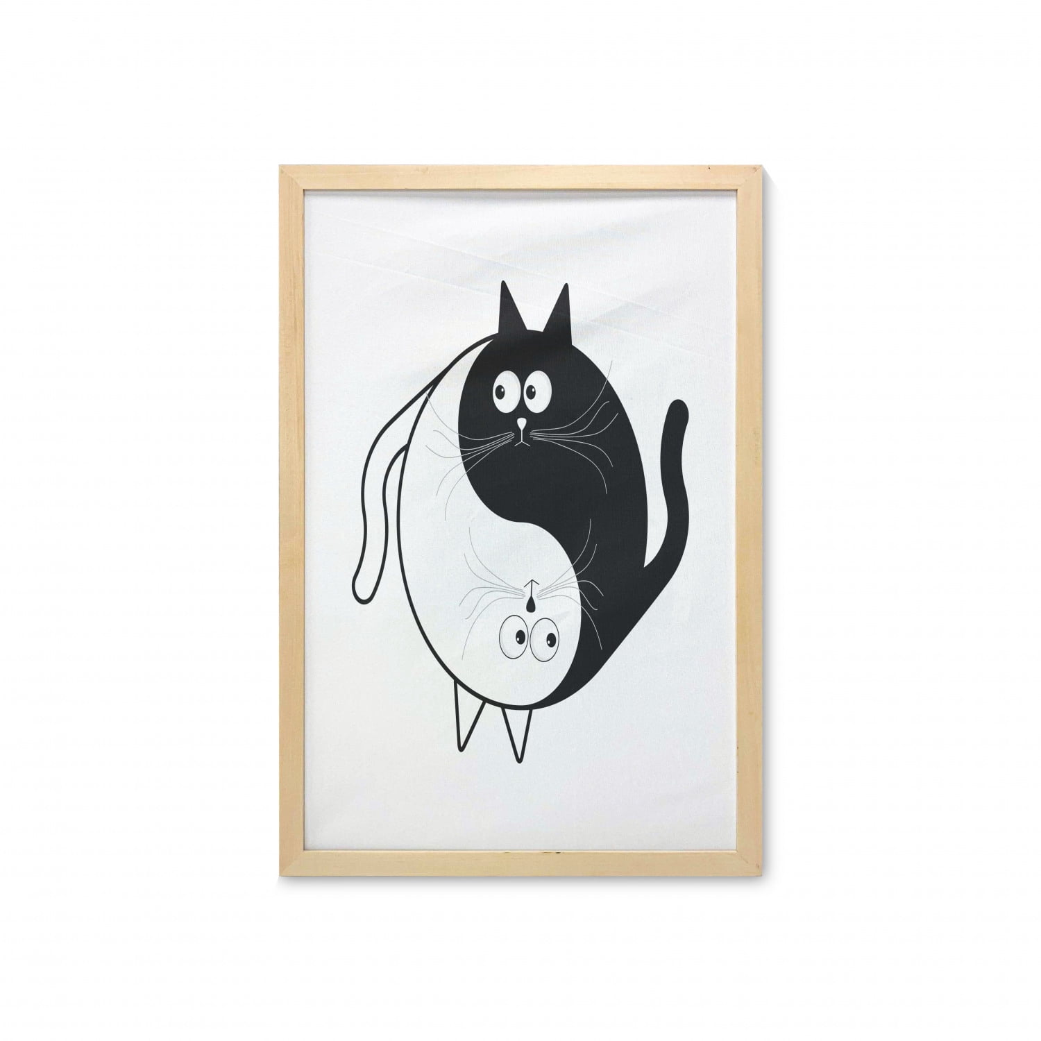 Ying Yang Wall Art with Frame, Cats Cuddle Hugging Unity Ying Yang Sign ...