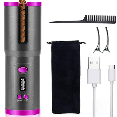 Cordless Hair Curler Portable Automatic Curling Wand USB Rechargeable ...