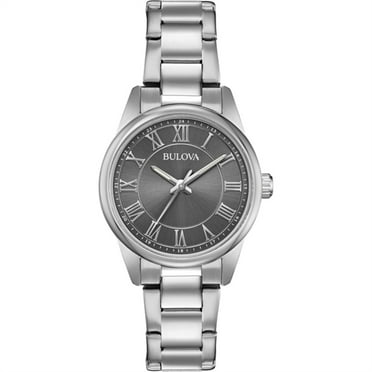 Bulova Women's Wrist Watch, Stainless Steel with Diamond Accents, Black ...