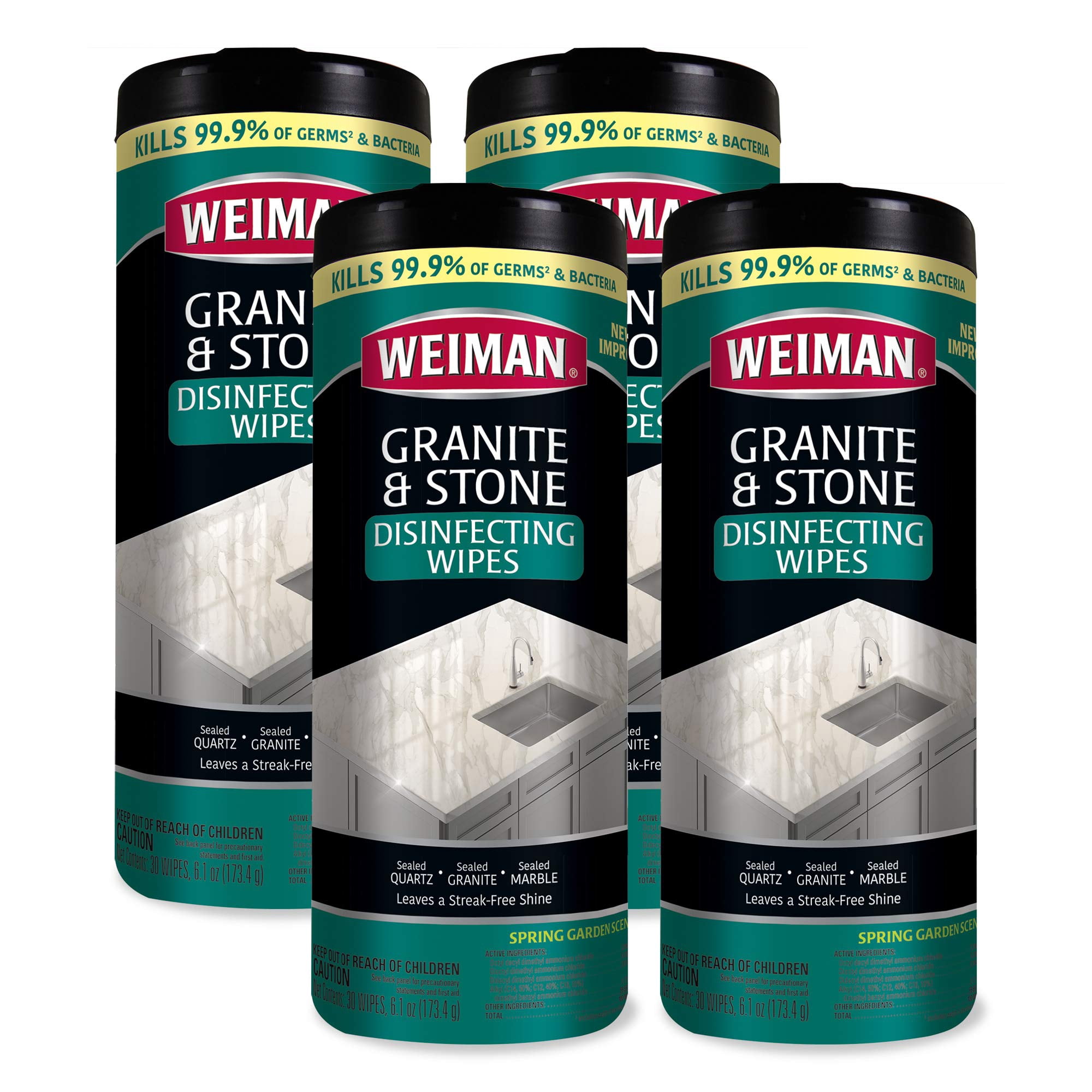Toallitas desinfectantes Weiman Granite, 30 toallitas, paquete de 4 ...