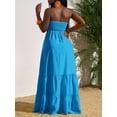 Aqua Blue Solid Strapless Ruffle Hem Maxi Dress For Women - Walmart.com