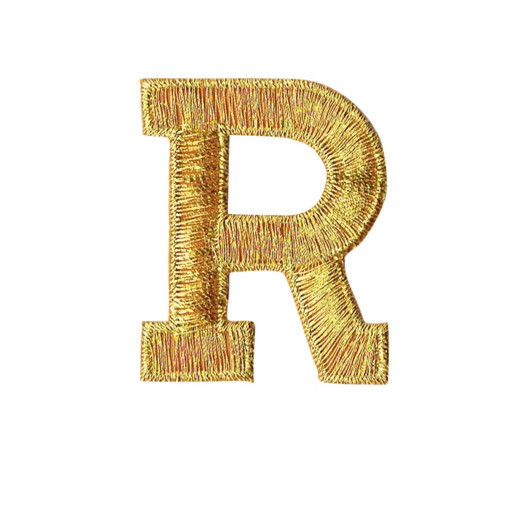 Alphabet Letter - R- Color Gold - 2" Block Style - Iron On Embroidered ...