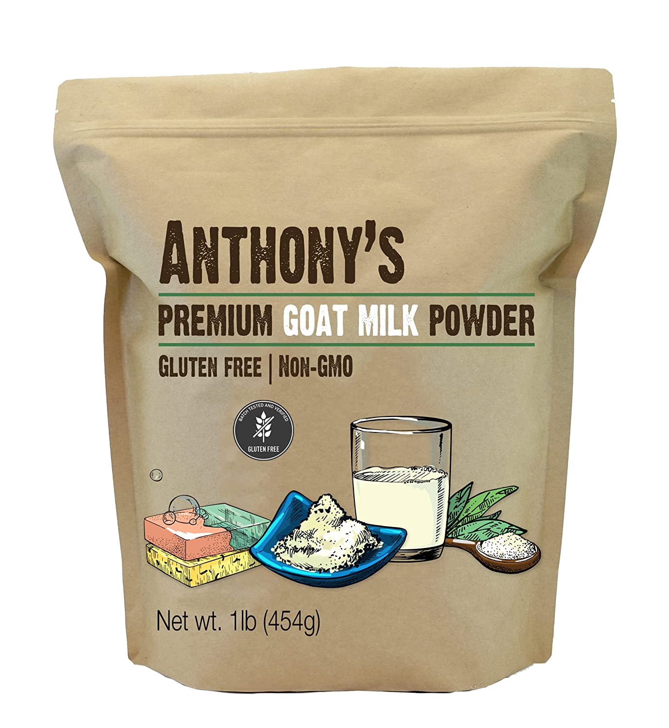 Anthony's Premium Goat Milk Powder, 1 lb, Gluten Free, Non GMO, No ...