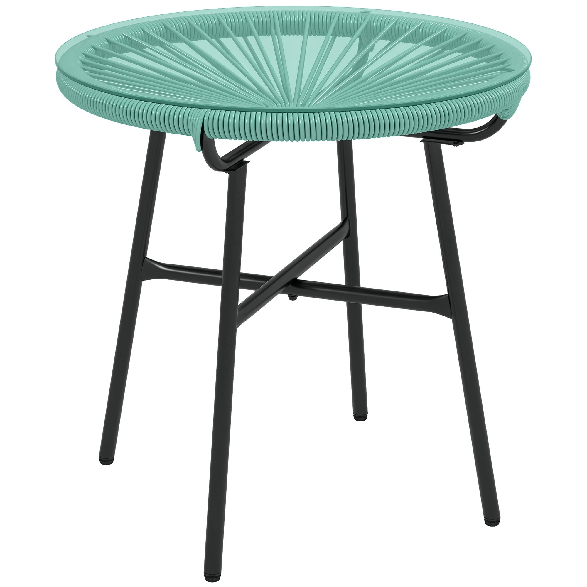 Click here for Outsunny Rattan Side Table W/ Pe Rattan And Temper... prices
