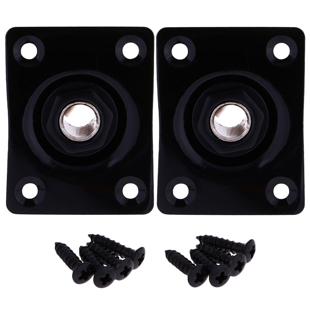 2Pcs/Set Black Metal Rectangle Shape Electric Guitar Socket Plug 6.35mm ...