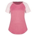 Womens Plus Size Casual Loose Long Length Striped Raglan Tee Shirts ...