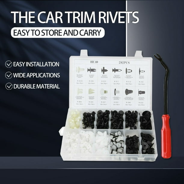 kurtrusly 292 Pieces Car Body Plastic Trim Rivet Bumper Kit Auto Door ...