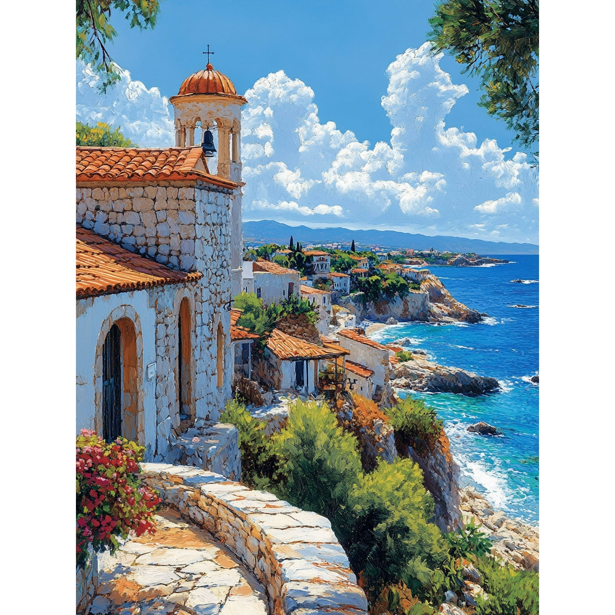 Click here for Qisvanset Mediterranean Coastal Village Canvas Pri... prices
