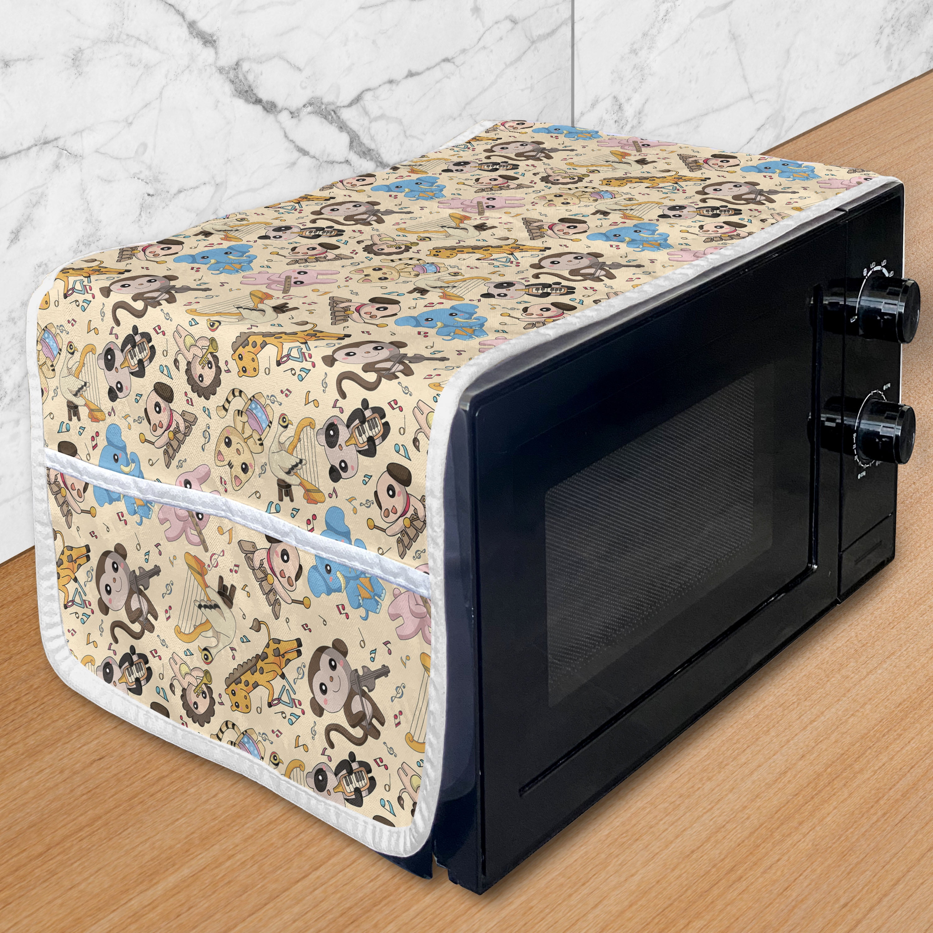 Cartoon Animal Microwave Oven Cover, Musician Playful Animals ...