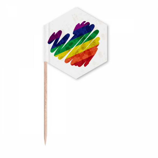 Painting Heart LGBT Rainbow Toothpick Flags Cupcake Picks Party ...