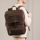 Velez Dark Brown Leather Laptop Backpack, 17 Inch Compartment ...