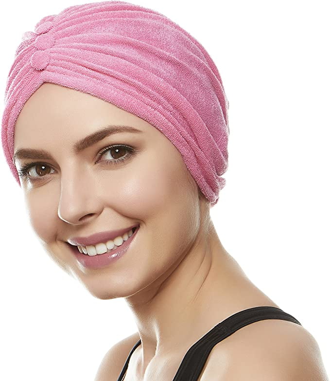 Hold'Eam Soft Terry Cloth Turban Head Cover Female - Light Pink (Adult ...