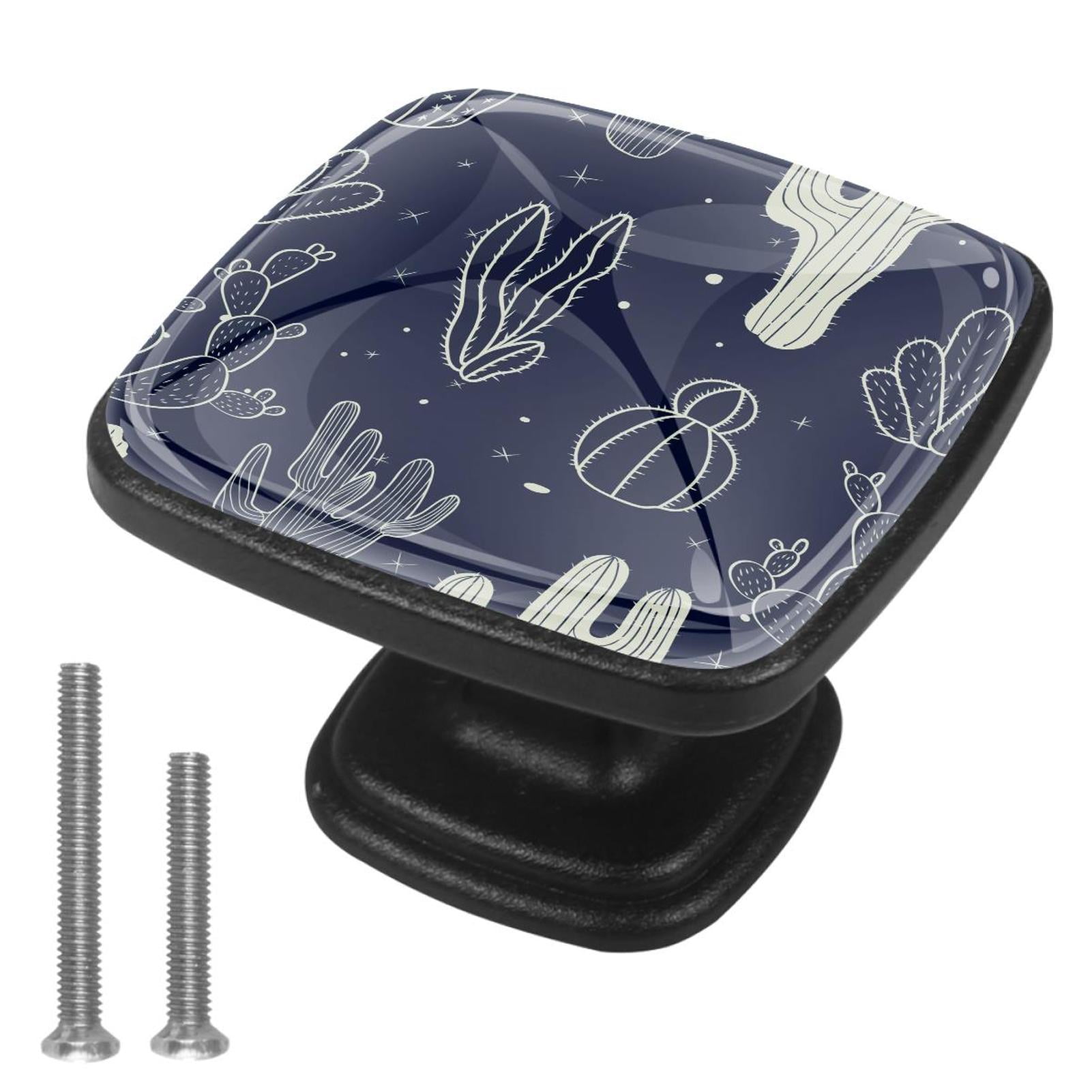4 Pcs Cabinet Handle Drawer Pulls Cactus Knobs with Screws Square ...