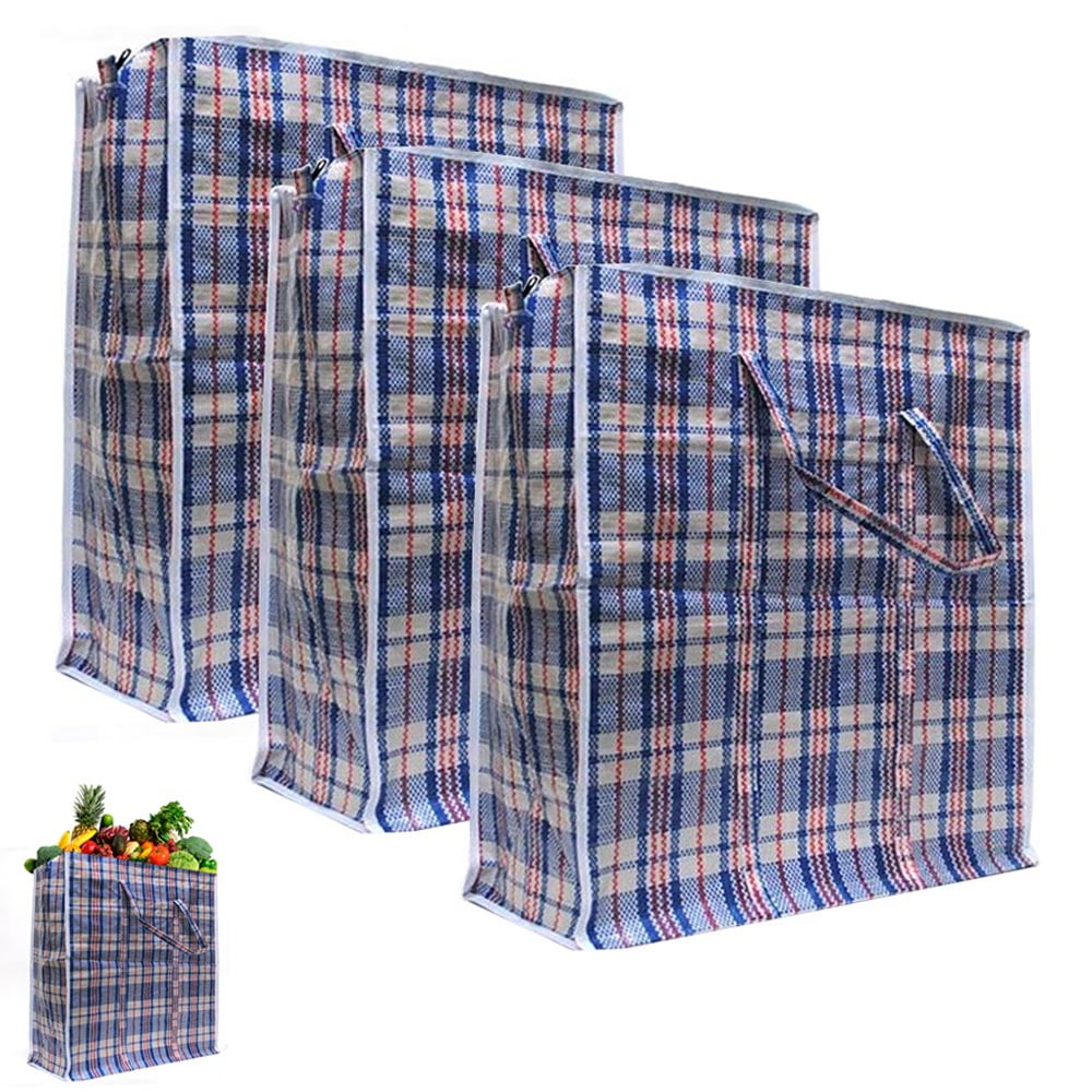 3 PC Tote Reusable Bags Large Laundry Zipper Bag Shopping Organizing ...
