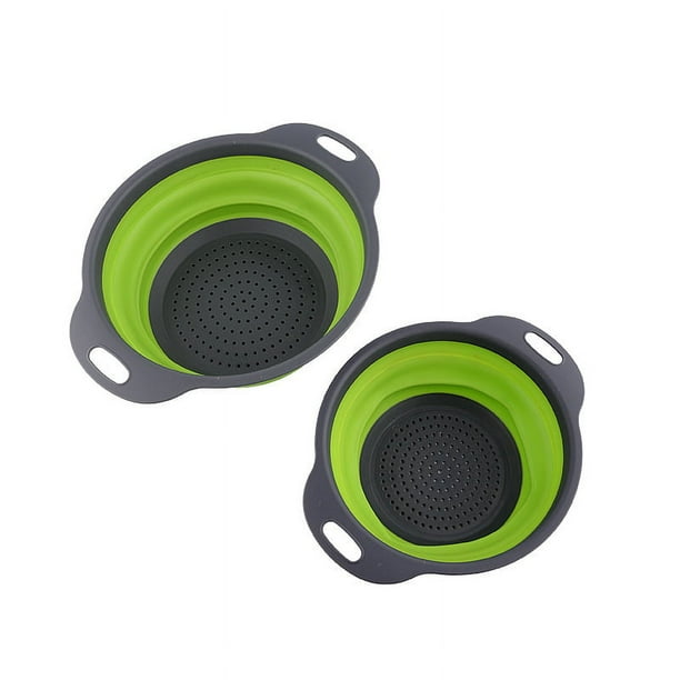 Collapsible Colander Set, Round Silicone Kitchen Strainer Diameter ...