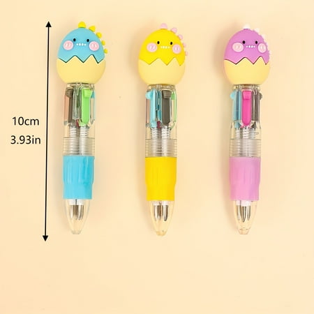 3PCS Cartoon Mini Type 4 Colors Press Ballpoint Pen Eggboy Head 4 ...