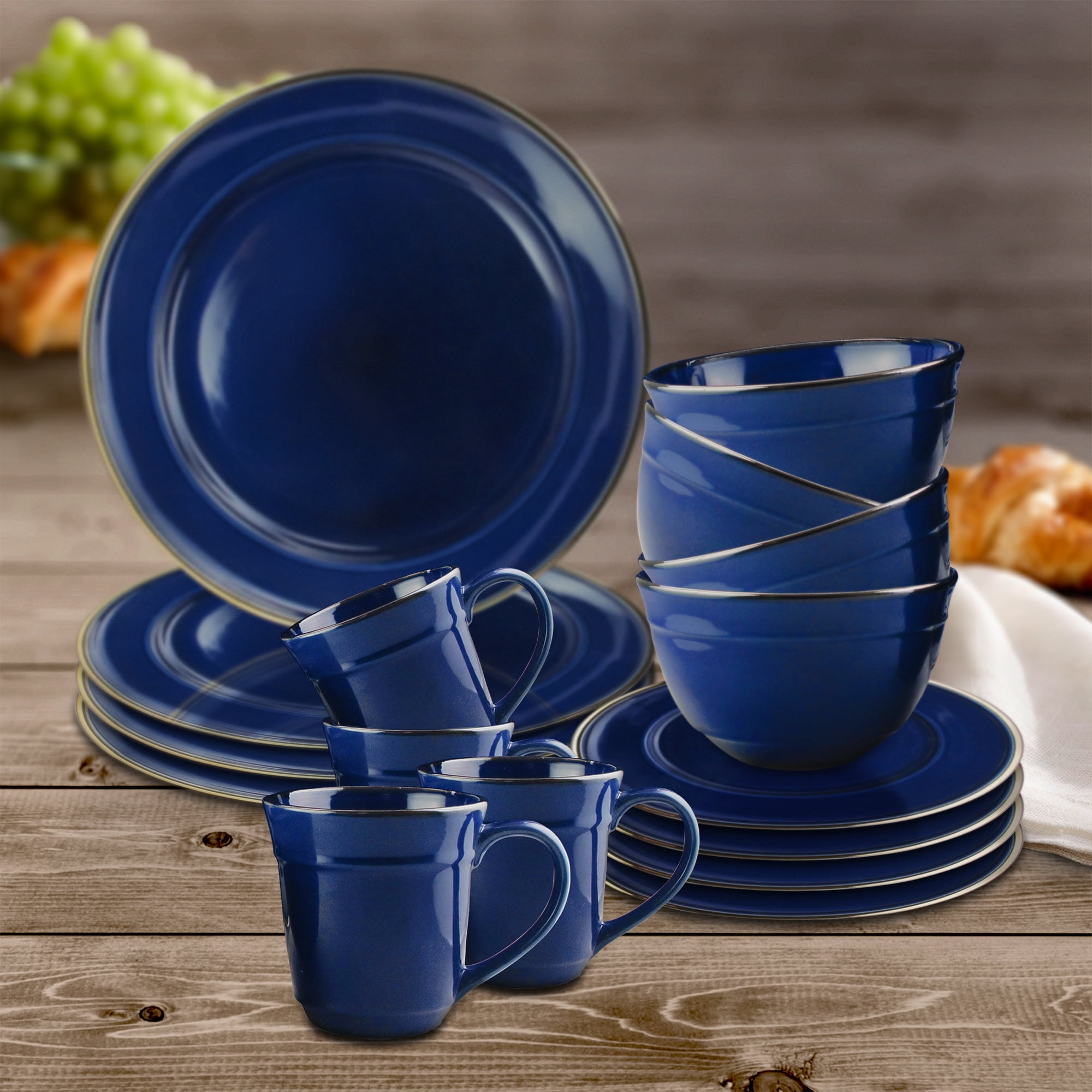Better Homes & Gardens Farma 16 Piece Dinnerware Set Cobalt - Walmart.com