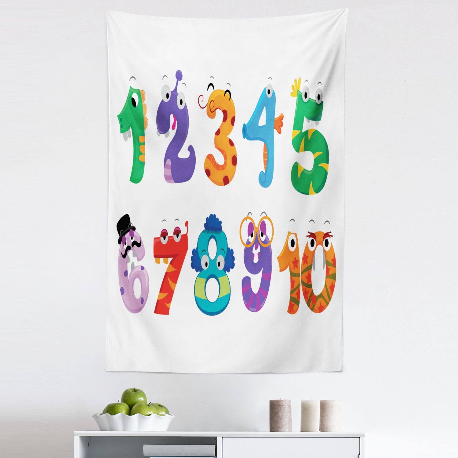 Number Tapestry, Math Signs as Funny Characters Monsters Giraffe Snake ...