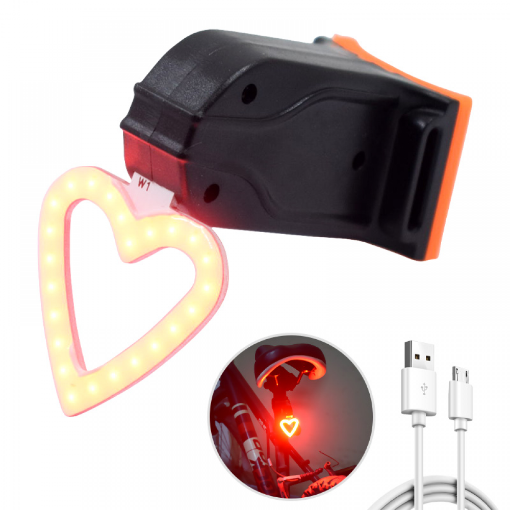USB Rechargeable Heart Shape LED Bike Light - Bright Rear, Waterproof ...