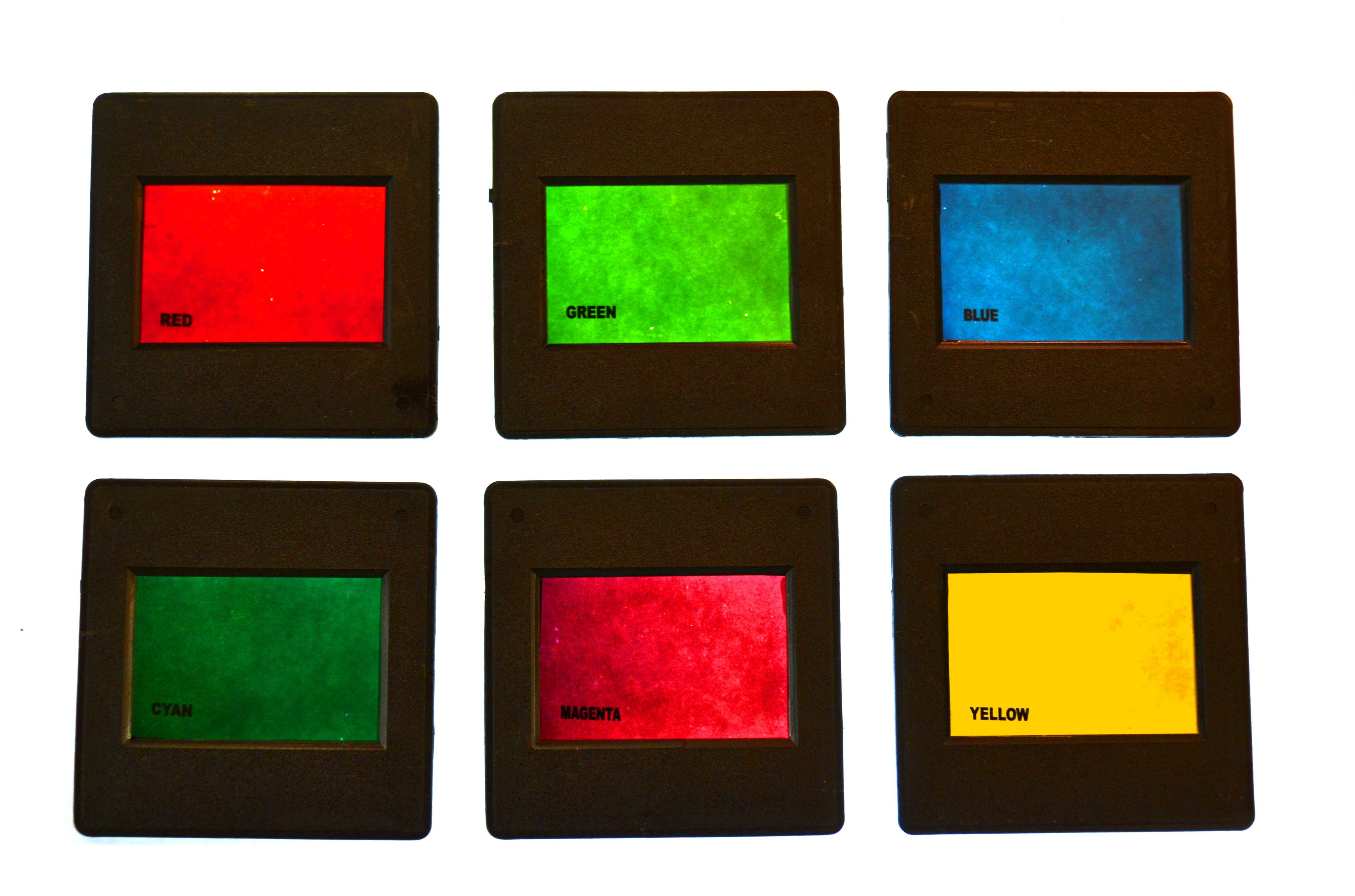 Eisco Labs RBG/CMY Mounted Color Filters, 2"x2" (50x50mm) - Red, Blue ...