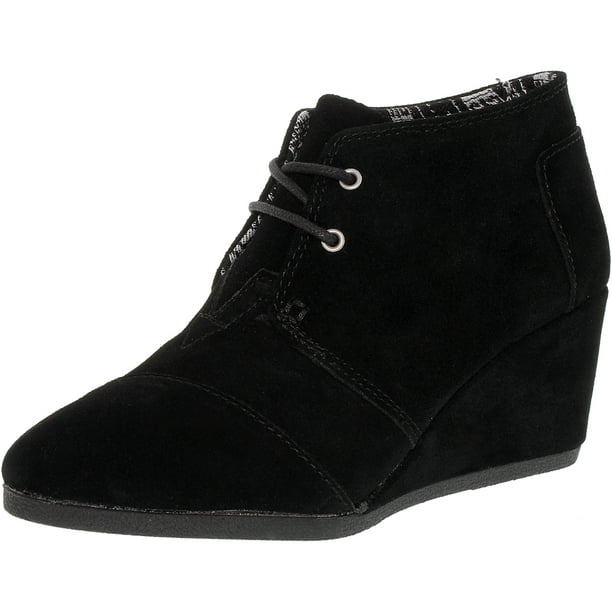 TOMS - Toms Women's Desert Wedge Boot Black Suede Ankle-High - 9M ...