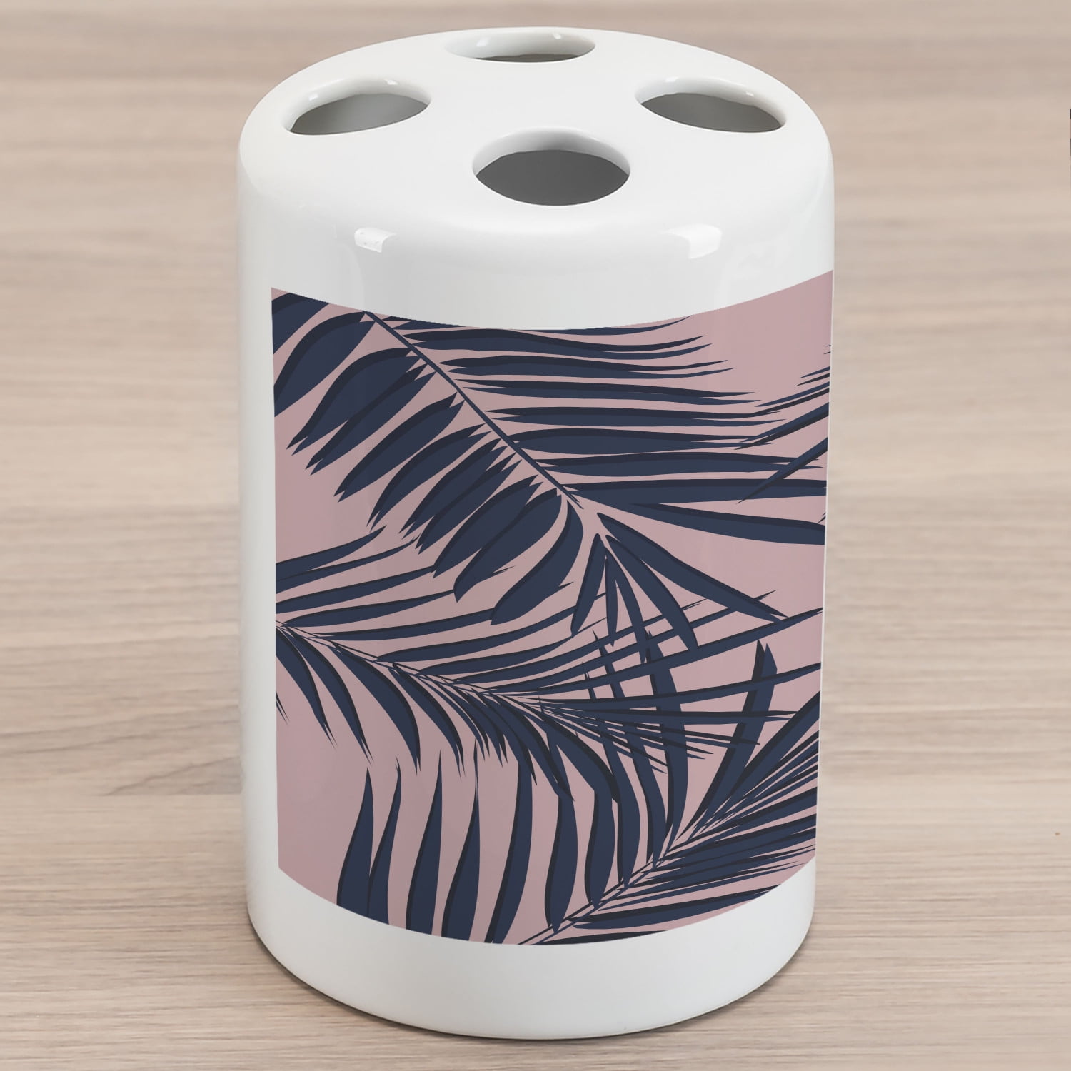 Navy and Blush Ceramic Toothbrush Holder, Summer Exotic Floral Tropical ...
