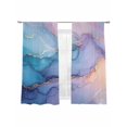 Blue Gradient Water Ripple Chiffon Sheer Curtains 63 Inches Long Marble ...
