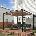 Patio Umbrellas 10' x 10' Outdoor Retractable Pergola Canopy, Aluminum ...