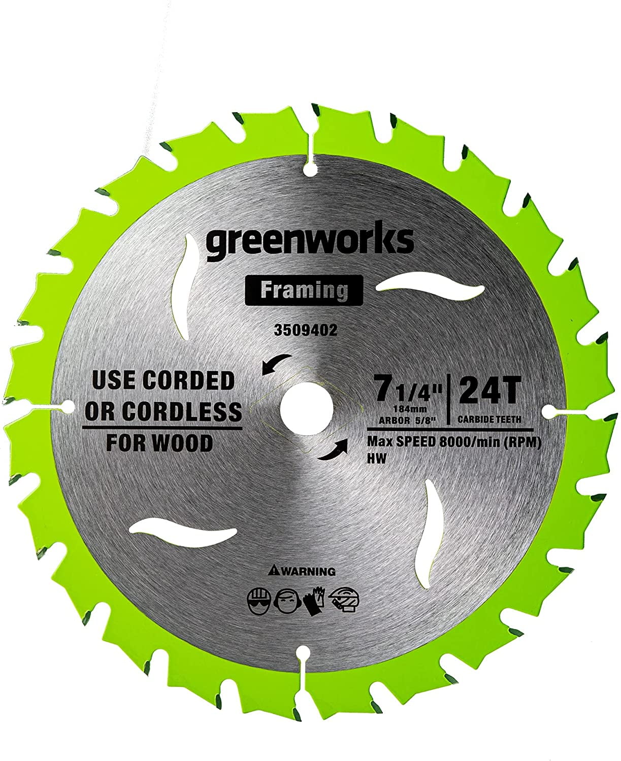 Greenworks 7-1/4-inch 24 Carbide Teeth Circular Saw Blade, 3-piece set ...