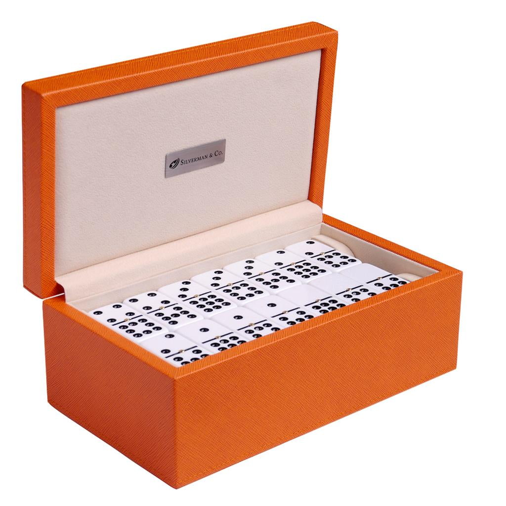 Silverman & Co. Double 9 Large White Domino Set - Orange Case - Walmart.com