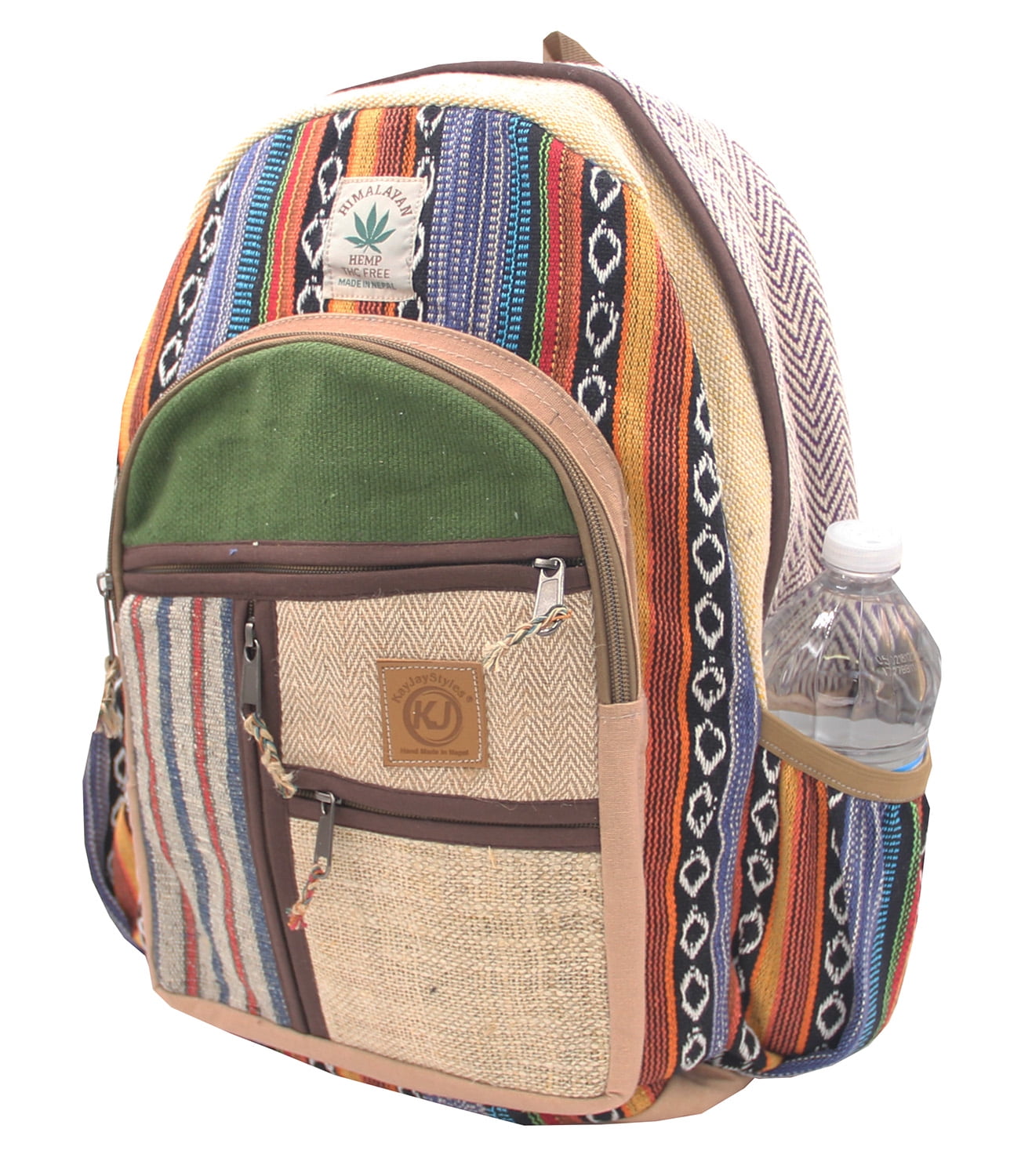KayJayStyles Natural Handmade Large Multi Pocket Hemp Nepal Backpack ...