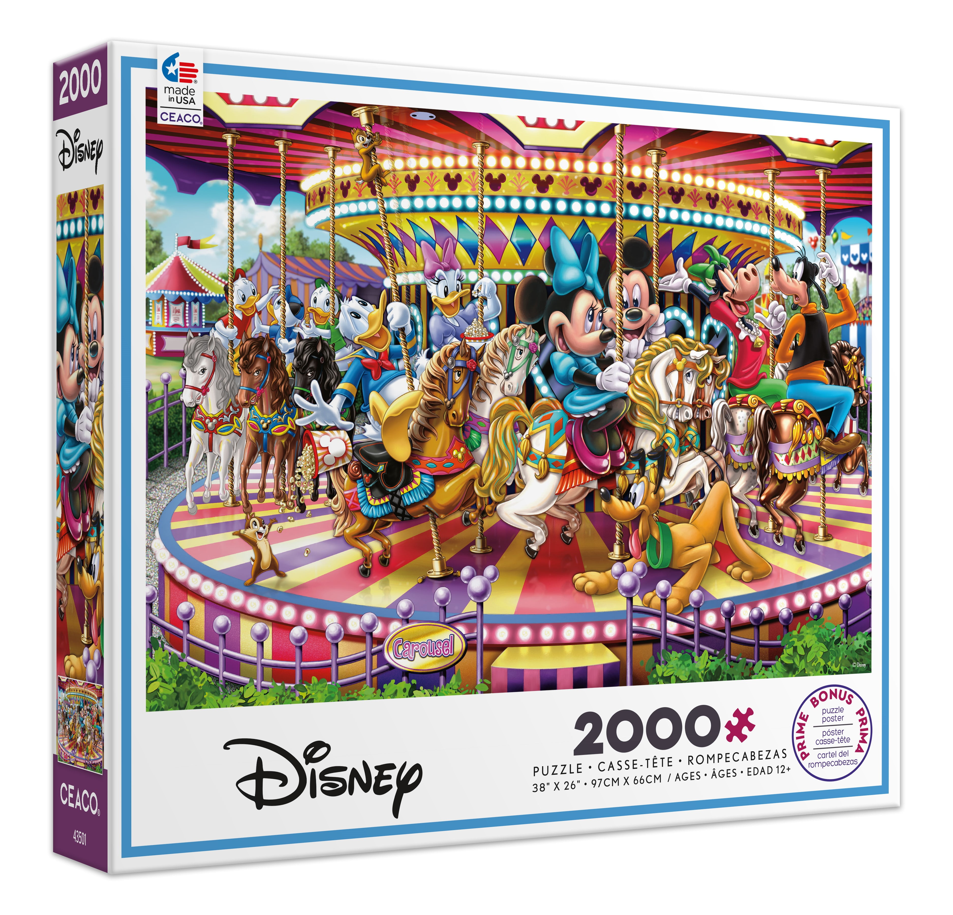 Ceaco 2000-Piece Mickey Mouse Carousel Interlocking Jigsaw Puzzle ...