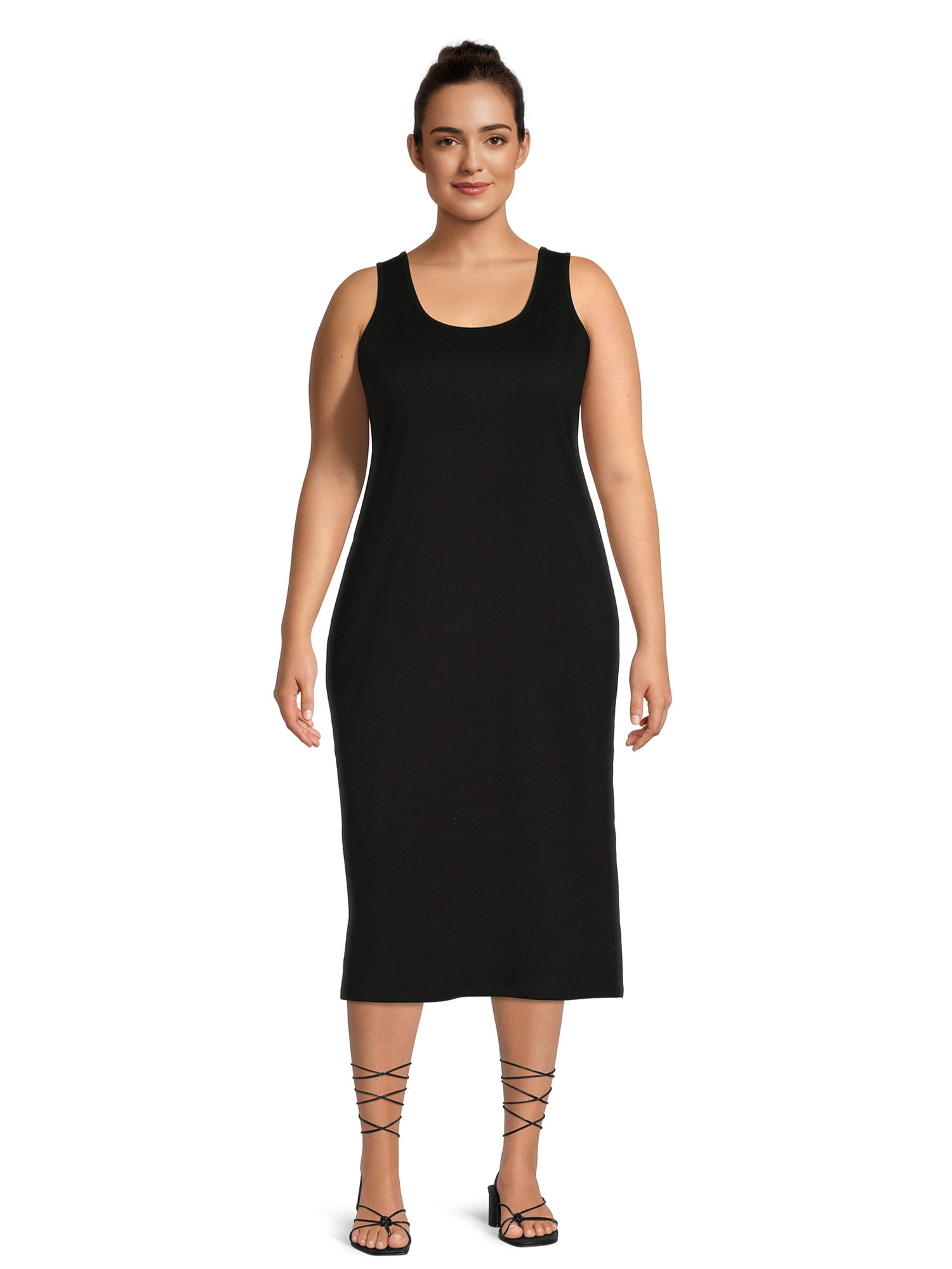 Terra & Sky Women's Plus Size Ribbed Midi Tank Dress - Walmart.com