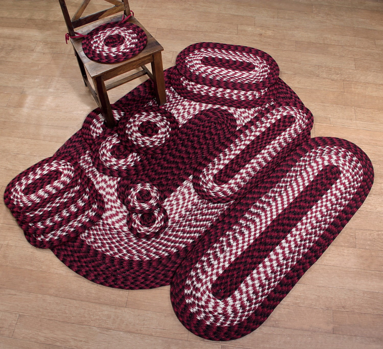 Better Trends Denali 100% Cotton 15 Piece Area Rug Set - Burgundy ...