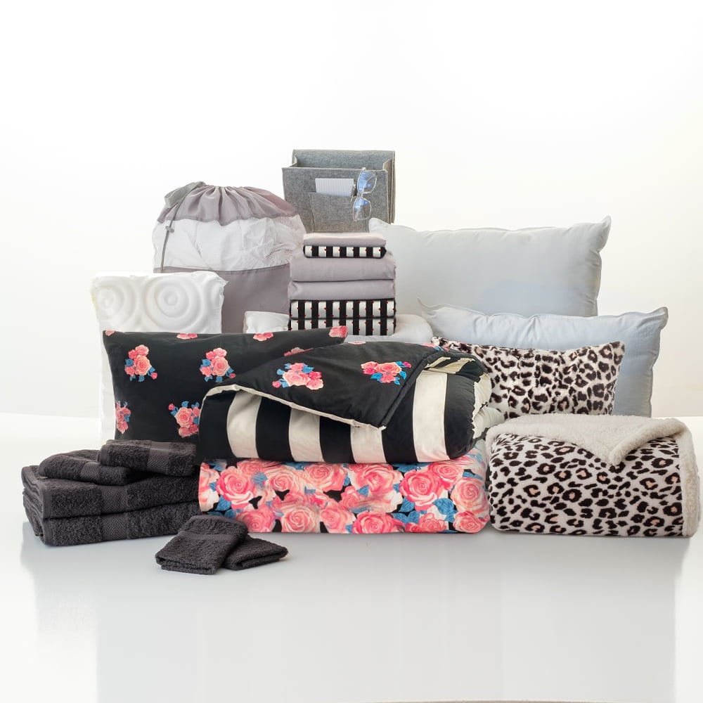 OCM Dorm Room Designer Comfort Pak in Rose & Black, Twin XL Comforter ...