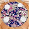 Classic Vintage Round Fitted Tablecloth - Ethnic Paisley Pattern ...