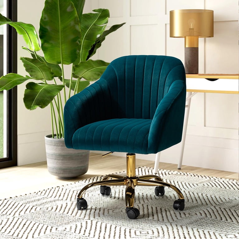 14 Karat Home Fall Velvet Office Desk Chair Rolling Vanity