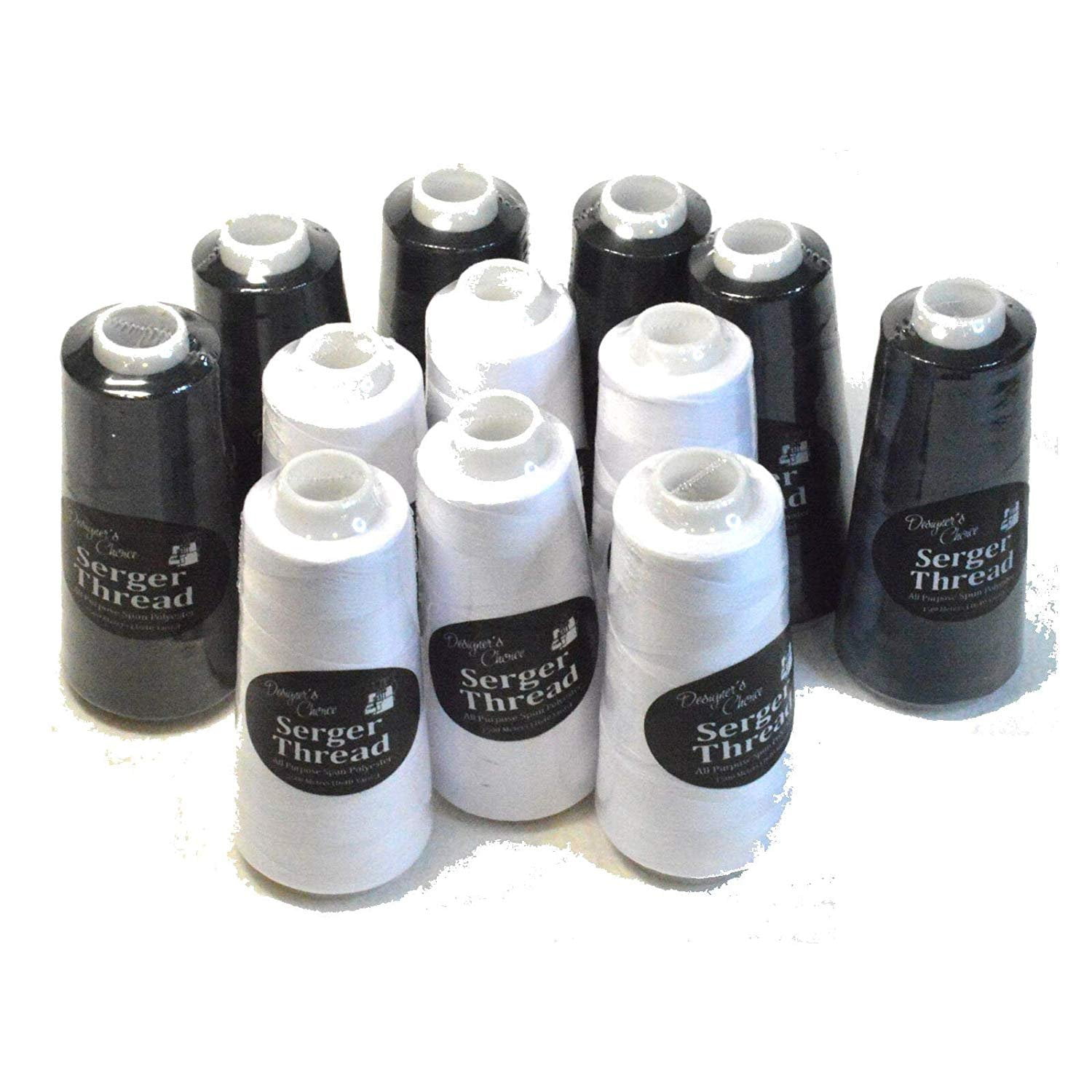 Set of 12 Black & White Serger Embroidery Thread Cones by Allary ...