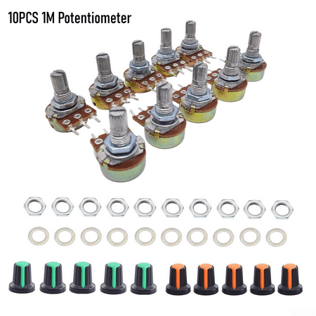 10 Piece 1K,10K,100K,1Mohm Linear Taper Rotary Potentiometer | Walmart ...